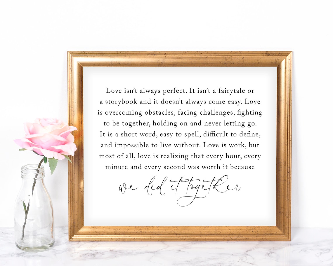 Love Isn't Perfect Sign, We Did It Together Wall Art, Bedroom Wall ...