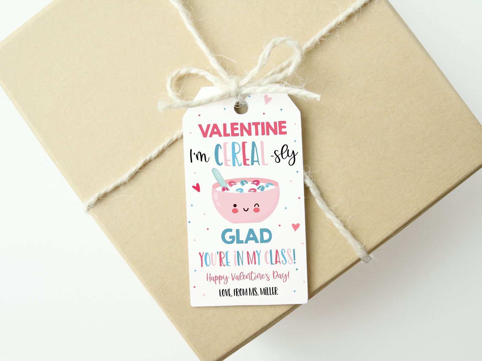 Valentine Cereal Gift Tag Editable I'm Cereal-sly Glad - Etsy