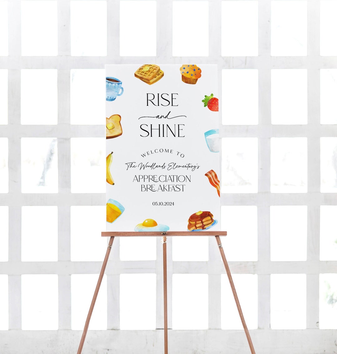 Teacher Appreciation Breakfast Welcome Sign, Rise and Shine Thank You ...