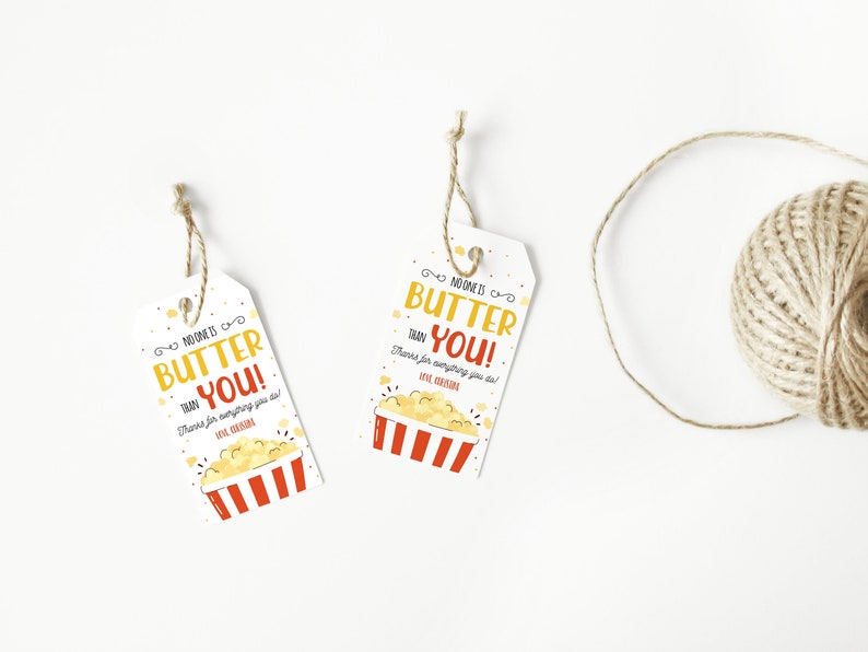 Popcorn Tag Editable No One is Butter Than You Volunteer - Etsy
