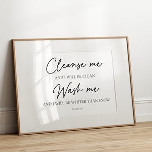 Cleanse Me and I Will Be Clean Printable Poster, Psalm 51:7 Christian ...