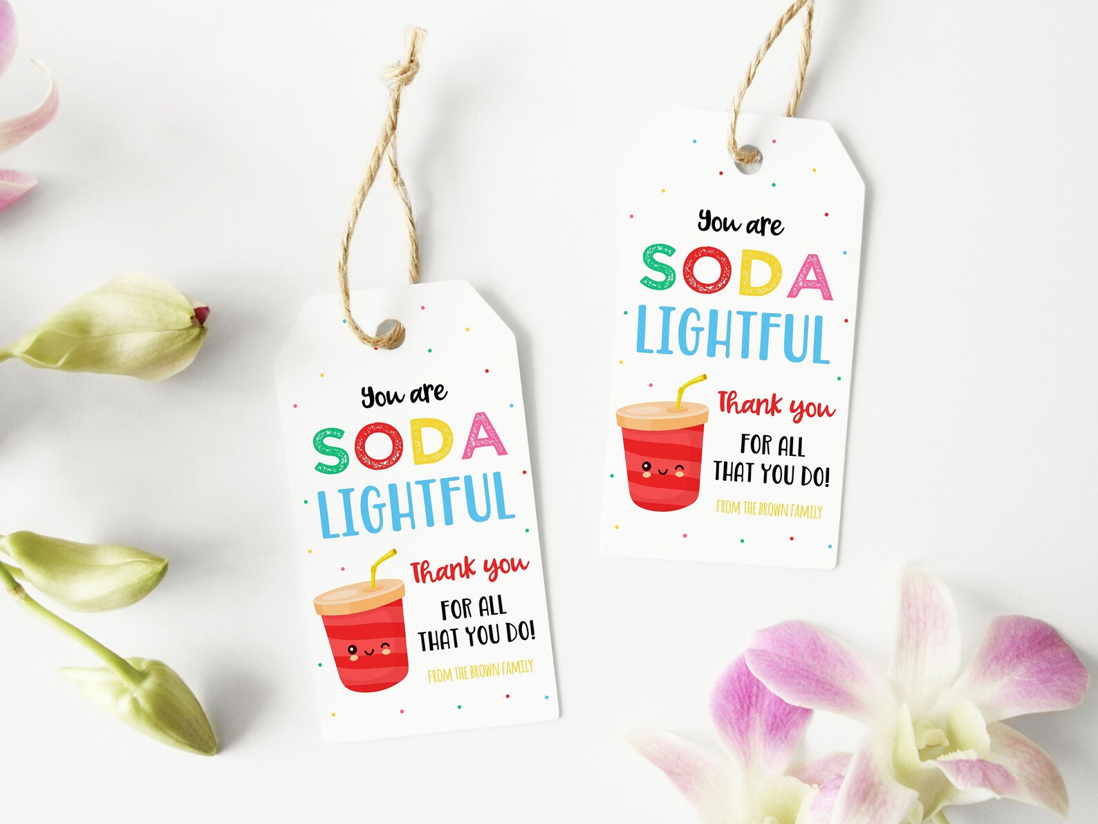 Soda Gift Tag You Are Soda-lightful Teacher Nurse Volunteer - Etsy