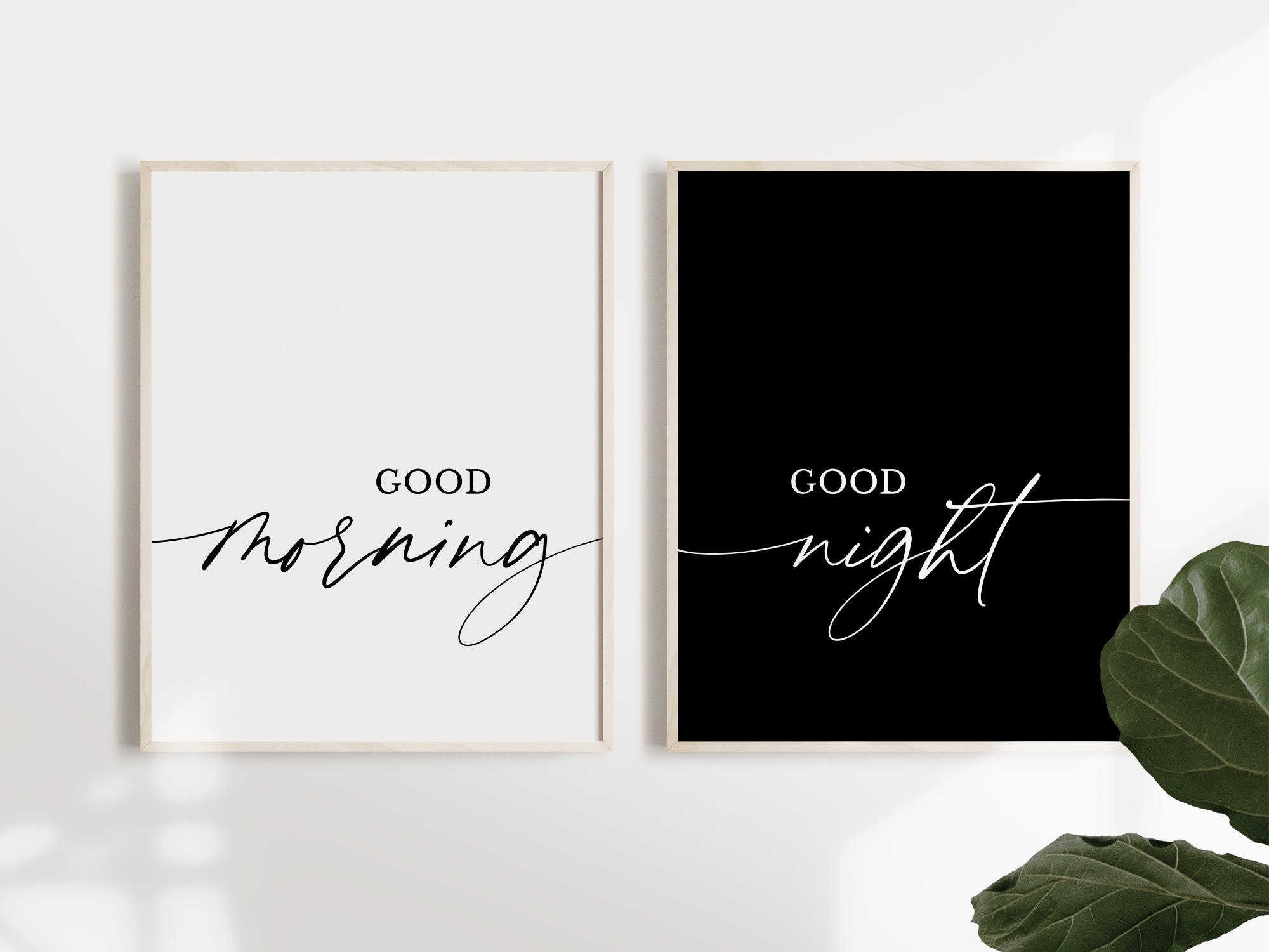Good Morning Good Night Wall Decor Bedroom Print Set Set Of | Etsy