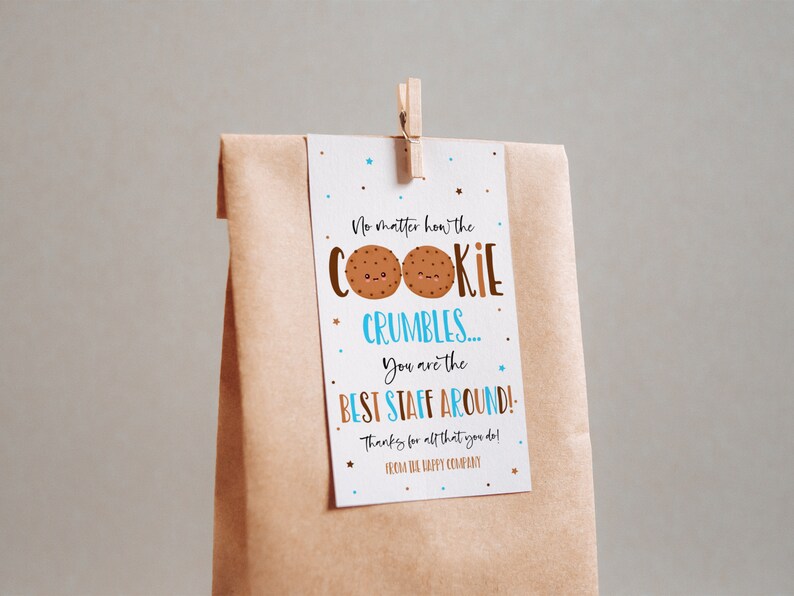 Cookie Thank You Gift Tag, Editable Teacher Nurse Coworker Appreciation ...