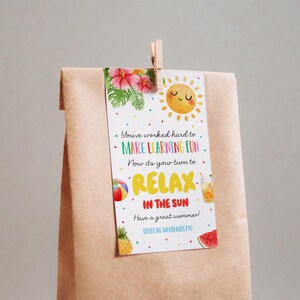Teacher Appreciation Summer Gift Tag, Your Turn to Relax in the Sun ...