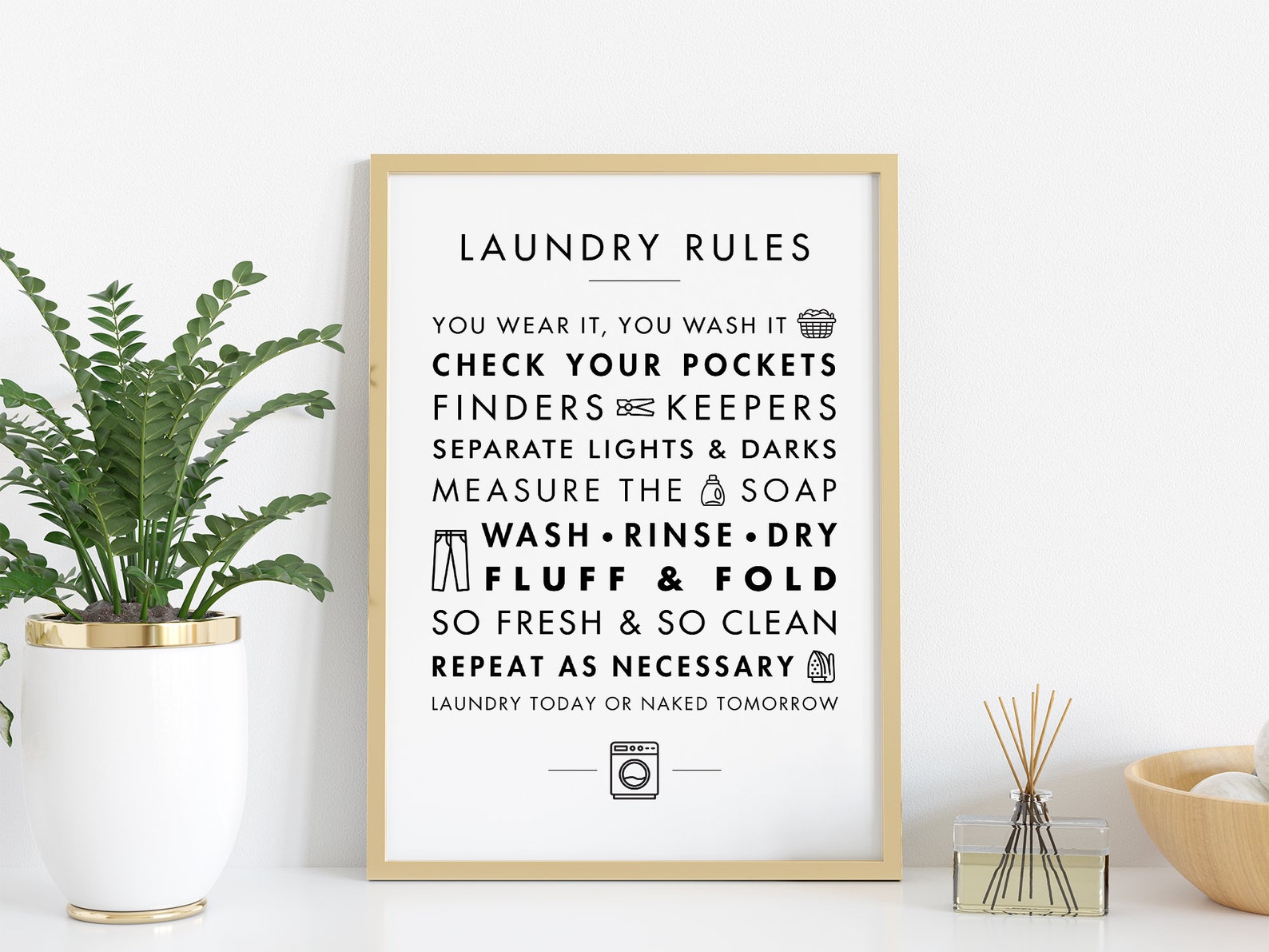Laundry Rules Sign Funny Laundry Room Art Modern Farmhouse | Etsy