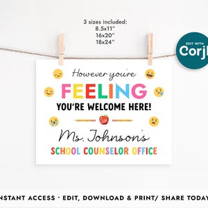 School Counselor Office Personalized Welcome Sign, Child Counselor Door ...