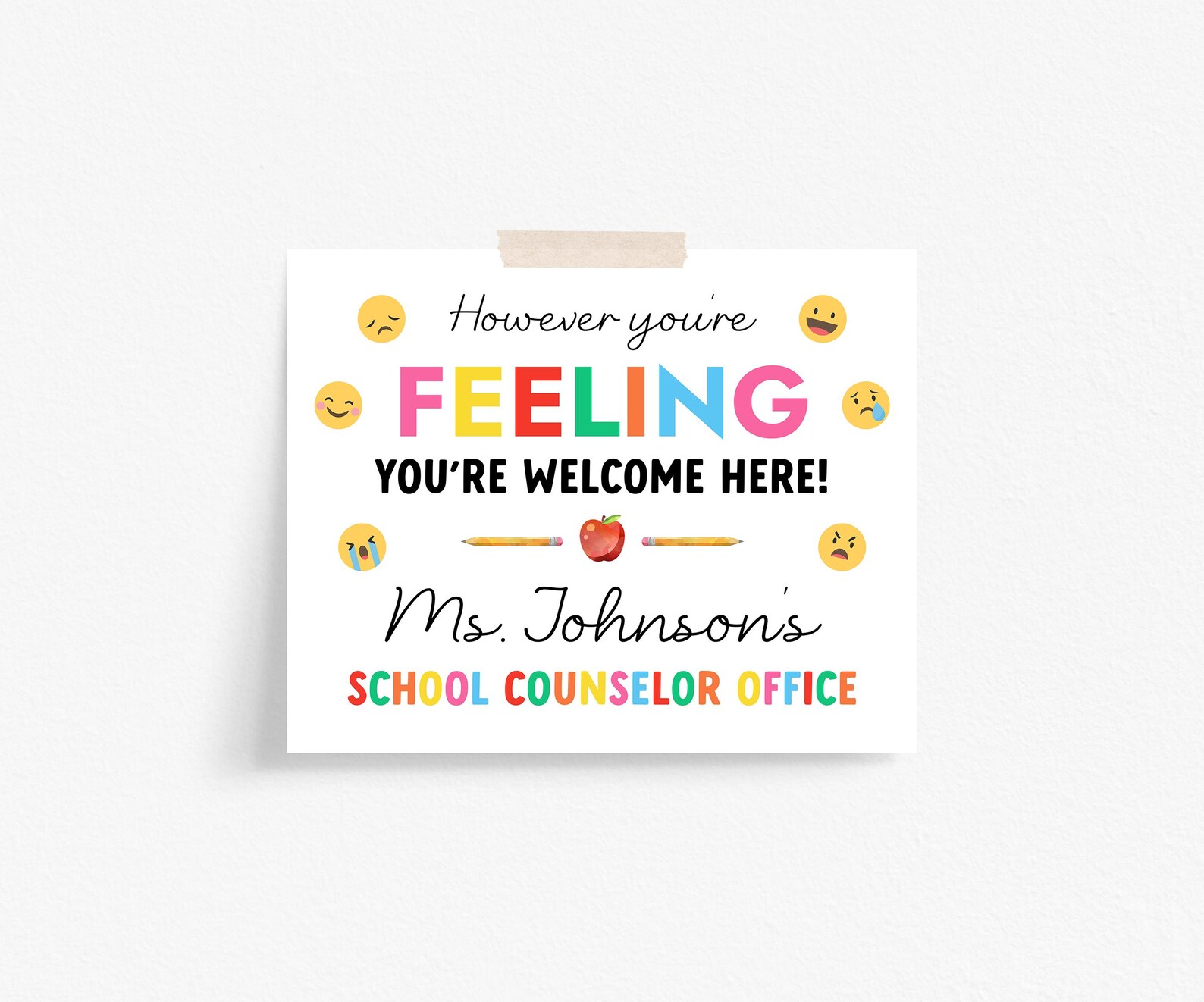 School Counselor Office Personalized Welcome Sign, Child Counselor Door ...
