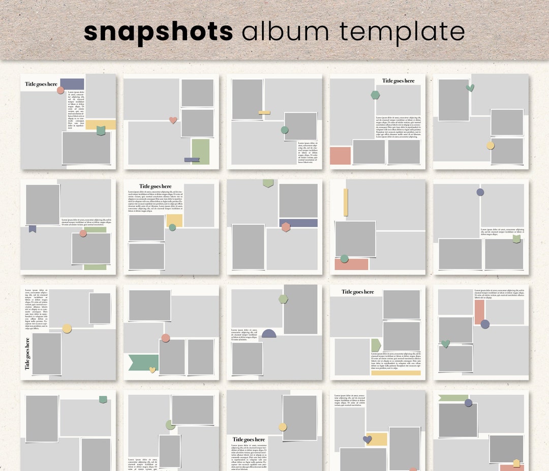 Snapshots Photobook Template, 12*12" Photo Album Template, Digital ...