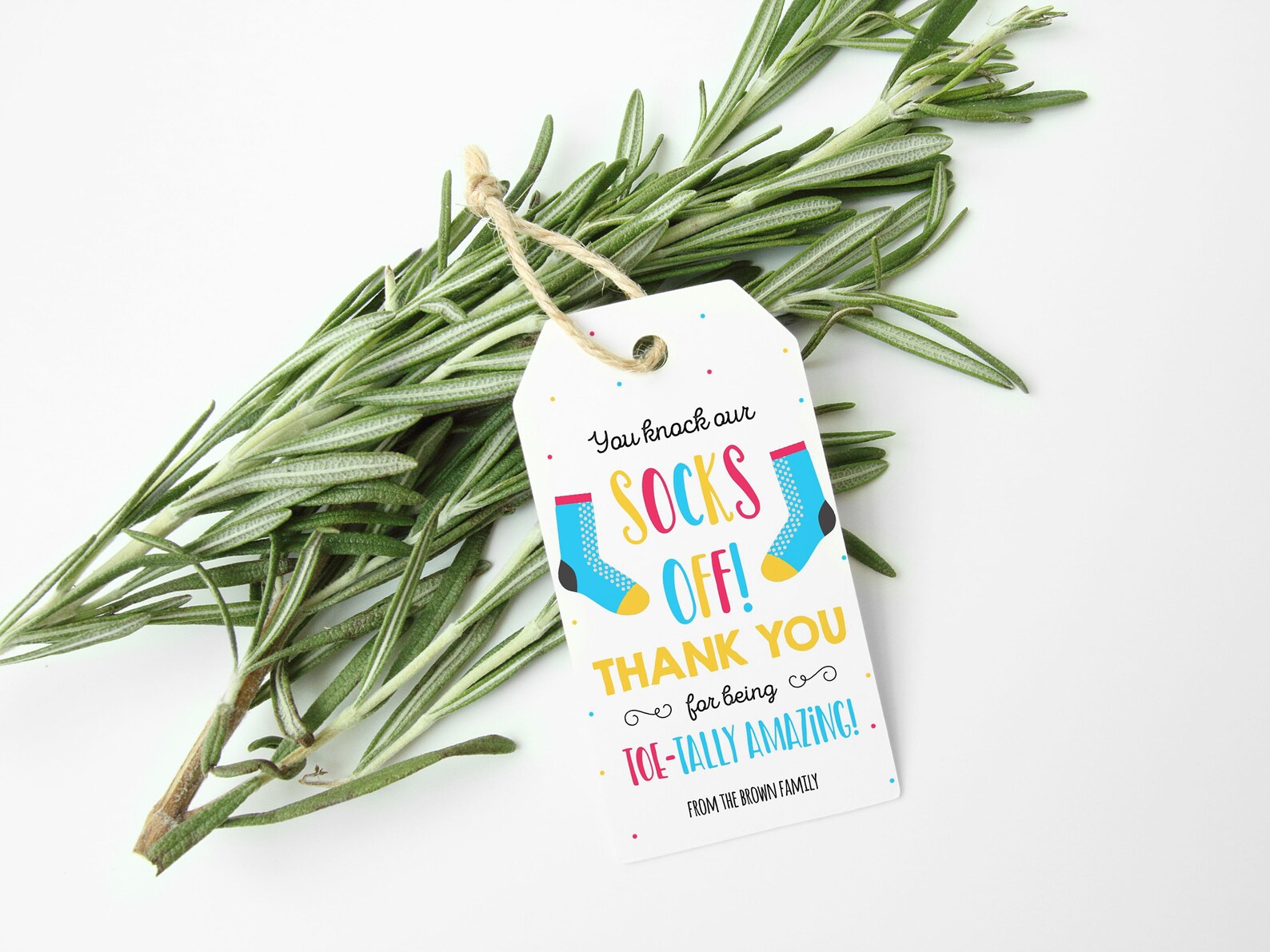 Socks Thank You Gift Tag Editable Appreciation Gift for | Etsy