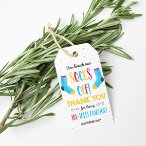 Socks Thank You Gift Tag, Editable Appreciation Gift for Teacher Nurse ...