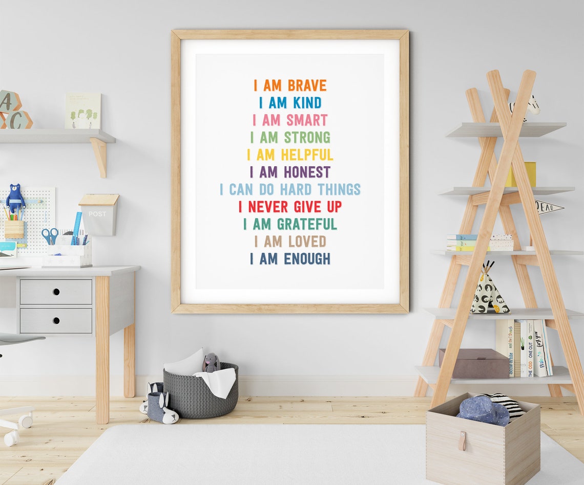 I Am Brave I Am Kind Print Affirmation Wall Art for Kids | Etsy