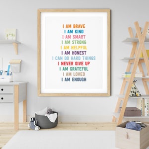 I Am Brave I Am Kind Print Affirmation Wall Art for Kids - Etsy
