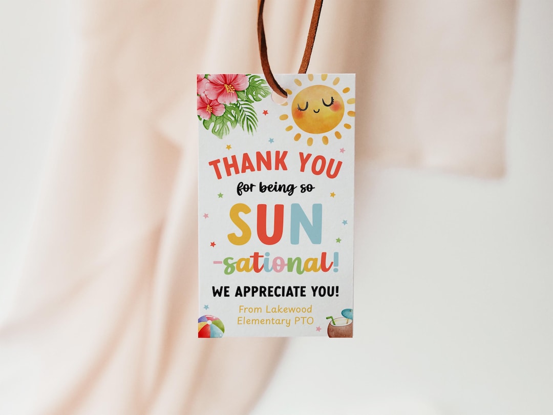 Sun-sational Teacher Appreciation Week Gift Tag, Summer Beach Theme ...