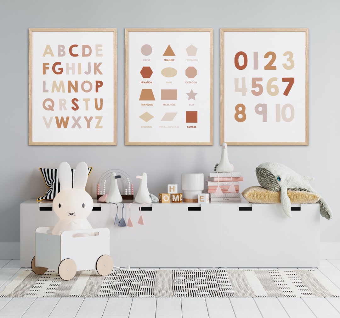 Pastel Alphabet Posters Educational Prints Set of 3 Numbers - Etsy