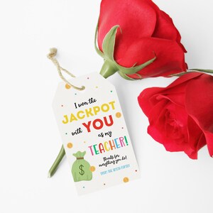 Lottery Gift Tag I Won the Jackpot With You as My Teacher - Etsy
