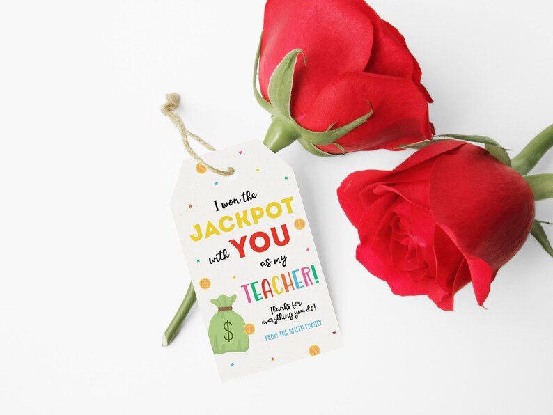 Lottery Gift Tag I Won the Jackpot With You as My Teacher - Etsy