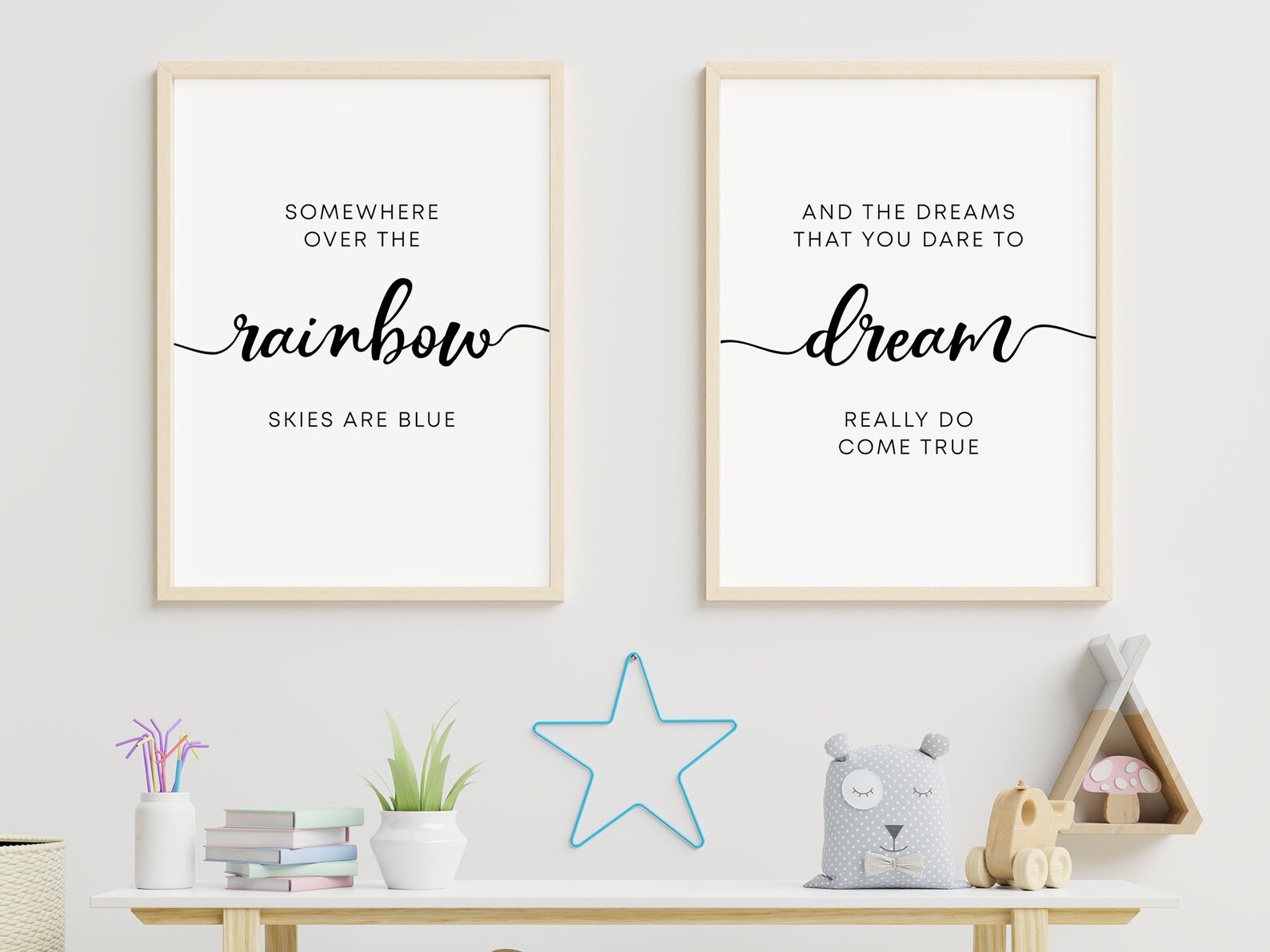 Somewhere Over the Rainbow Wall Art Printable Set of 2 - Etsy