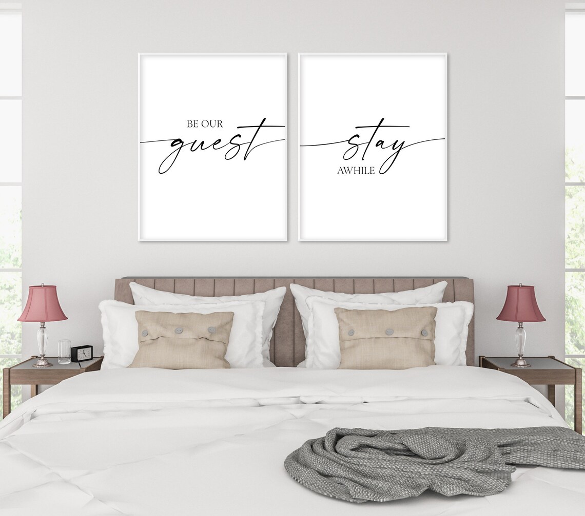 Be Our Guest Stay Awhile Printable Signs Guest Room Wall Art - Etsy