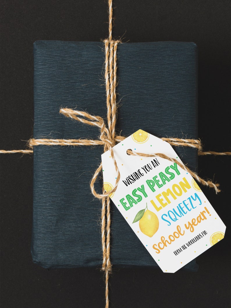 Easy Peasy Lemon Squeezy Gift Tag, Back to School Lemon Gift Label ...
