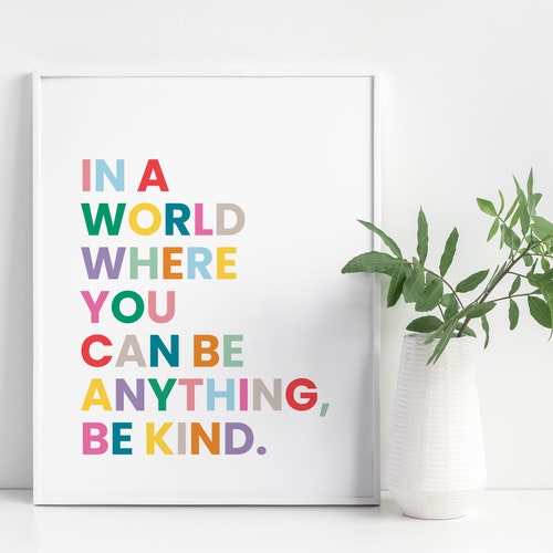 In A World Where You Can Be Anything Be Kind Boho Wall Decor - Etsy