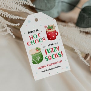 Christmas Socks Tag, Hot Chocolate Cocoa Gift Tag, Hot Chocs Fuzzy ...