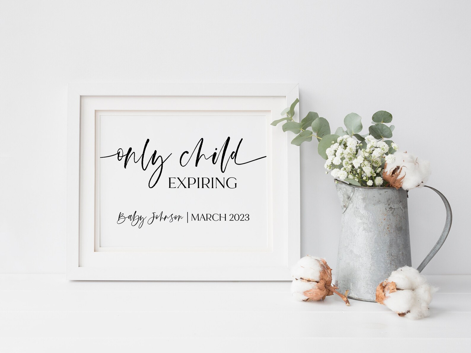 Only Child Expiring Sign Modern Pregnancy Reveal Poster - Etsy