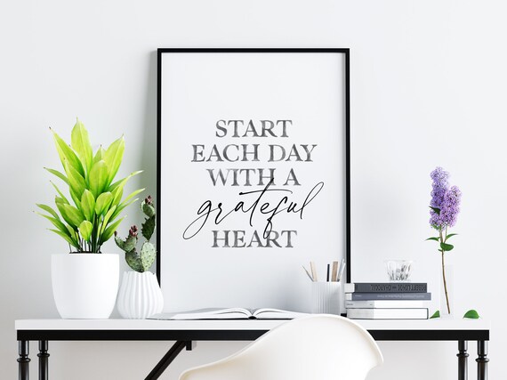 Start Each Day With A Grateful Heart Motivational Wall Decor | Etsy