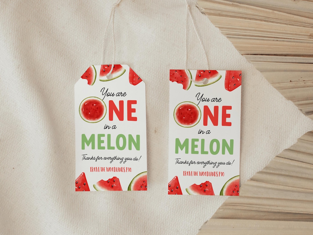 Watermelon Thank You Gift Tag, One in A Melon Favor Tag, Teacher Nurse ...