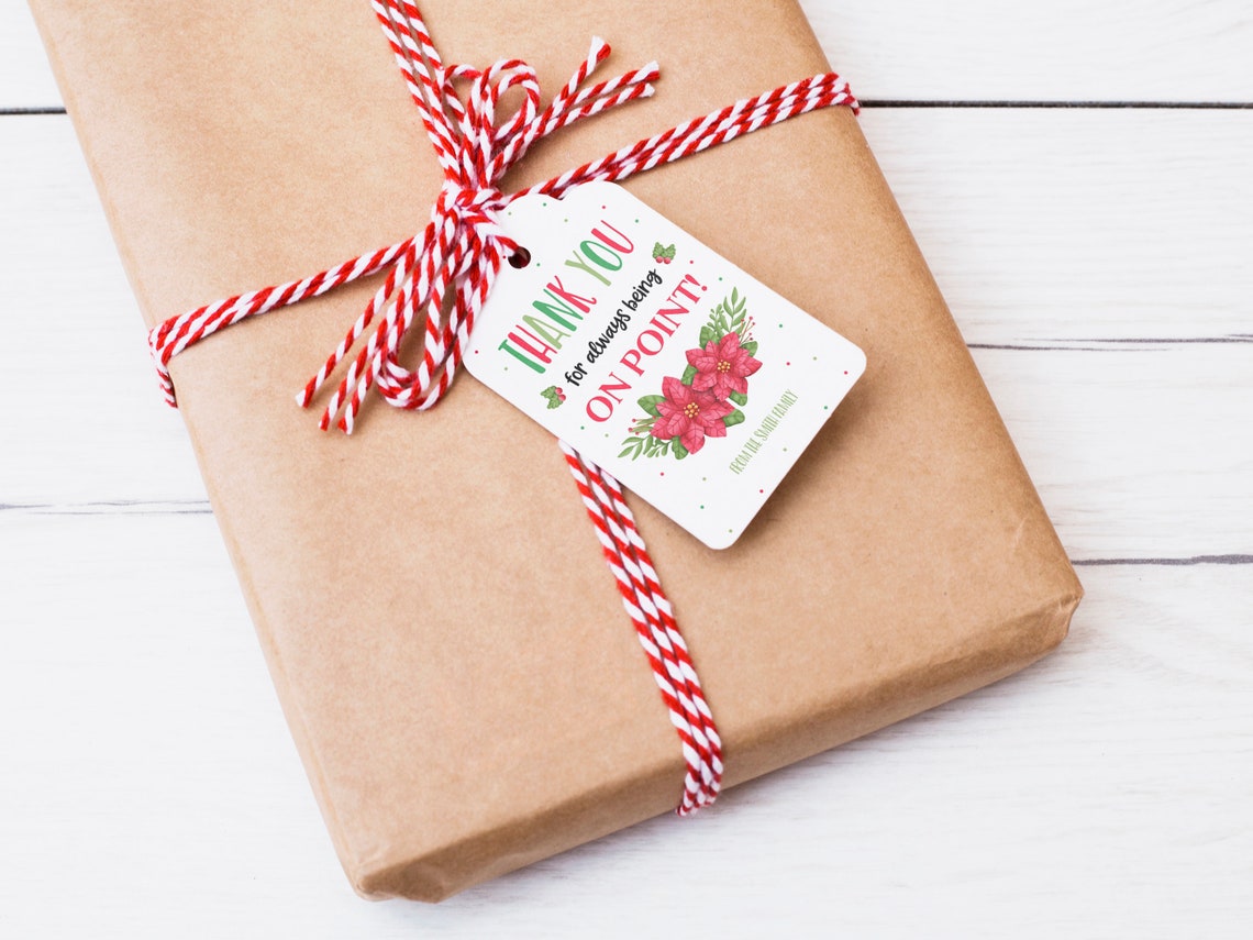 Christmas Poinsettia Gift Tag Thank You for Being on Point - Etsy