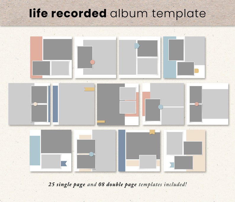 Scrapbook Layout 12x12 Template Bundle Photobook Template | Etsy