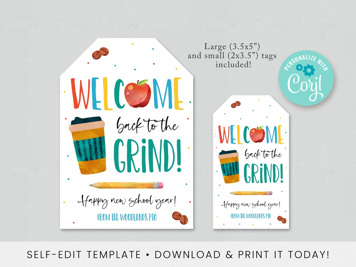 Welcome Back to the Grind Coffee Gift Tag New School Year | Etsy