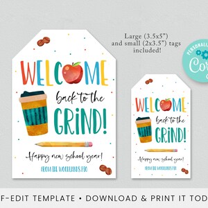 Welcome Back to the Grind Coffee Gift Tag New School Year - Etsy