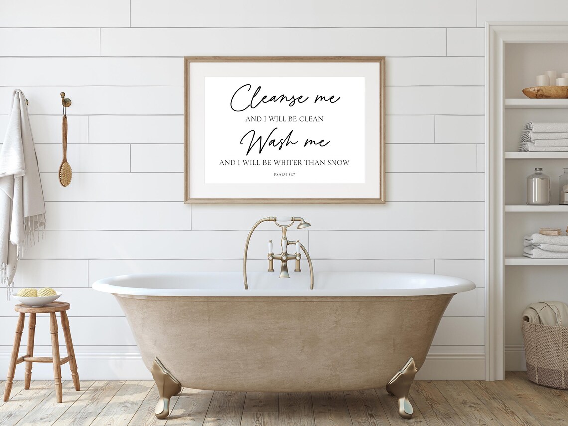 Cleanse Me and I Will Be Clean Printable Poster, Psalm 51:7 Christian ...
