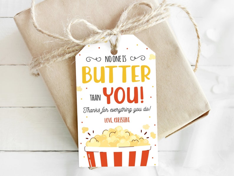 Popcorn Tag Editable No One is Butter Than You Volunteer - Etsy