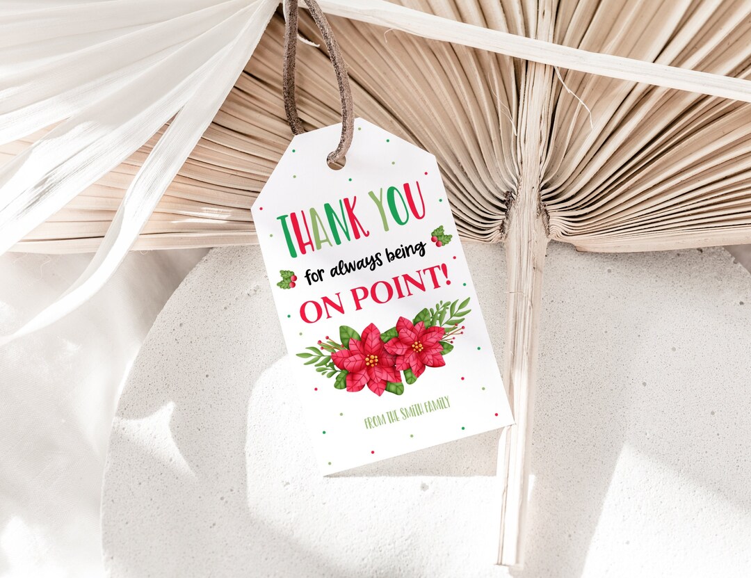 Christmas Poinsettia Gift Tag Thank You for Being on Point - Etsy