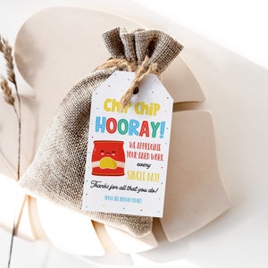 Chips Thank You Tag, Editable Chip Chip Hooray Gift Tag for Teacher ...