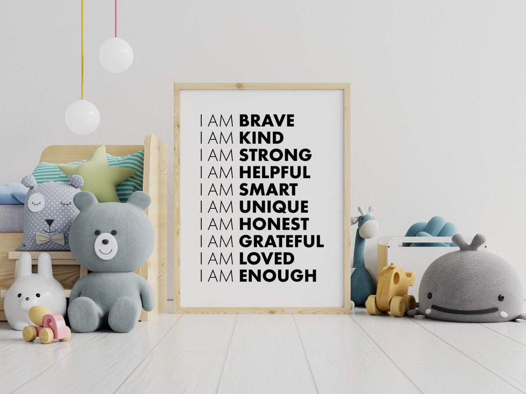 I Am Brave Affirmation Poster for Kids, Nursery Wall Art, I Am Loved I ...