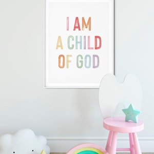 I Am A Child of God Wall Art, Pastel Nursery Print, Christian Nursery ...