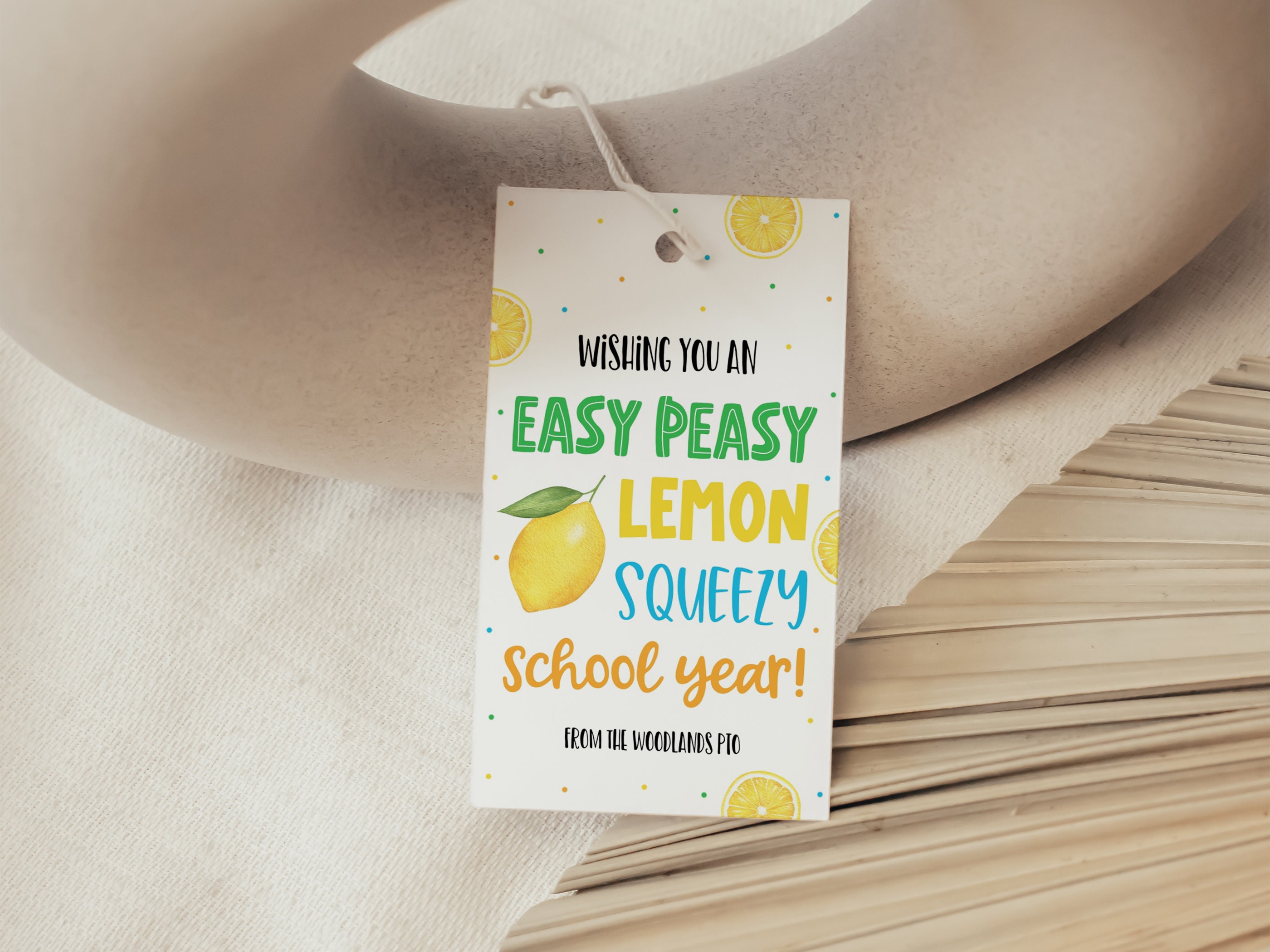 Easy Peasy Lemon Squeezy Gift Tag, Back to School Lemon Gift Label ...