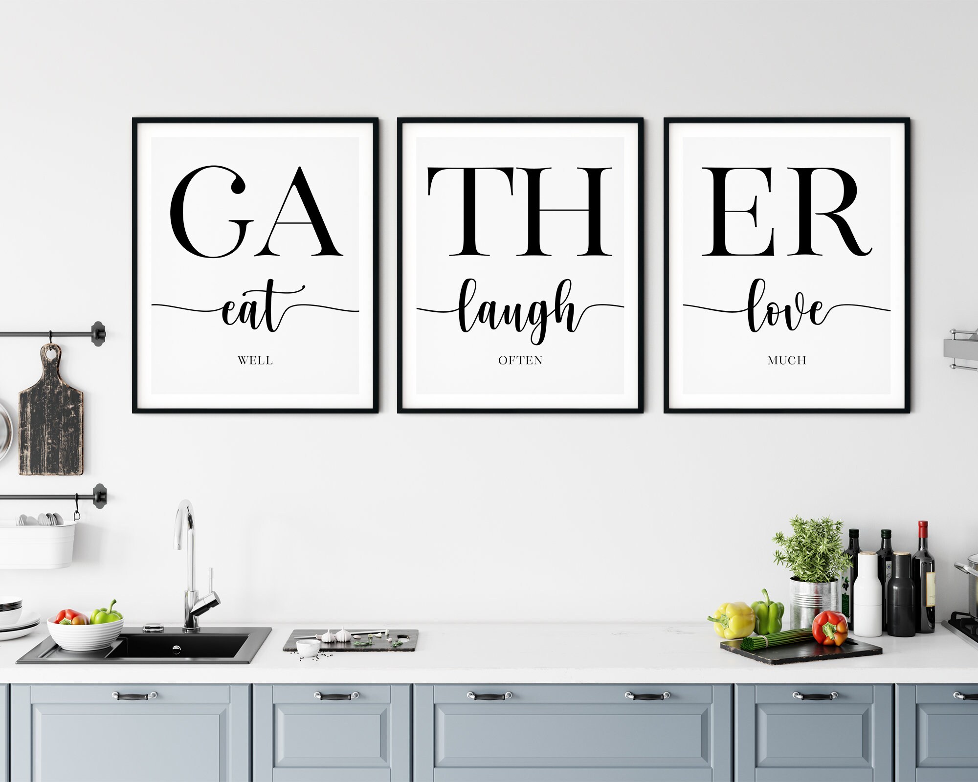Gather Sign Eat Well Laugh Often Love Much Kitchen Wall Art | Etsy