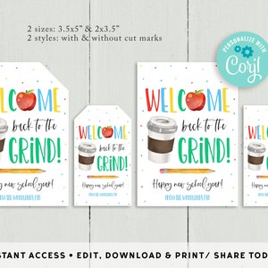 Welcome Back to the Grind Coffee Gift Tag, New School Year Gift for ...