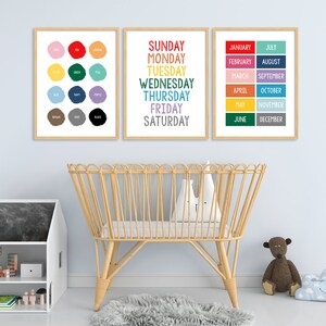 Rainbow Classroom Decor, Set of 6 Educational Prints, Colorful Alphabet ...