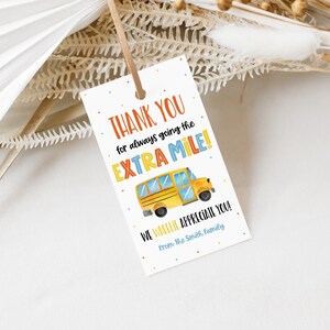Bus Driver Appreciation Gift Tag, Thank You for Always Going the Extra ...