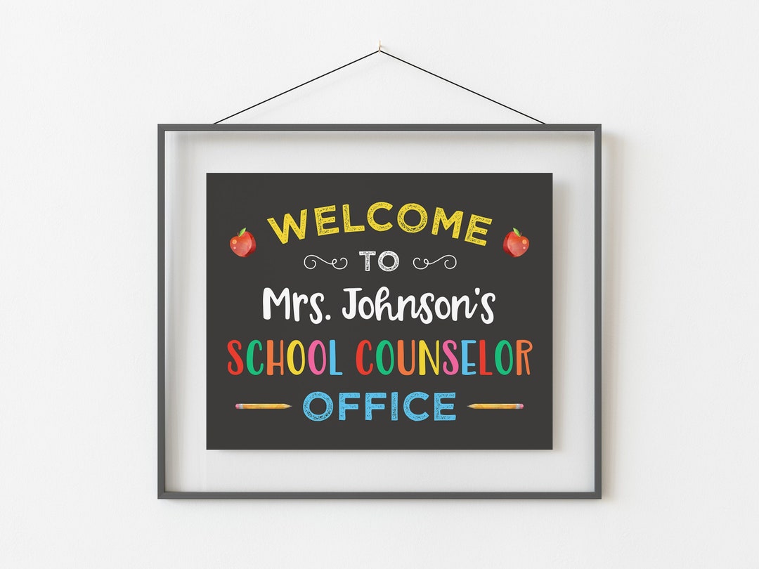 School Counselor Door Sign, Editable Child Psychologist Welcome Sign ...