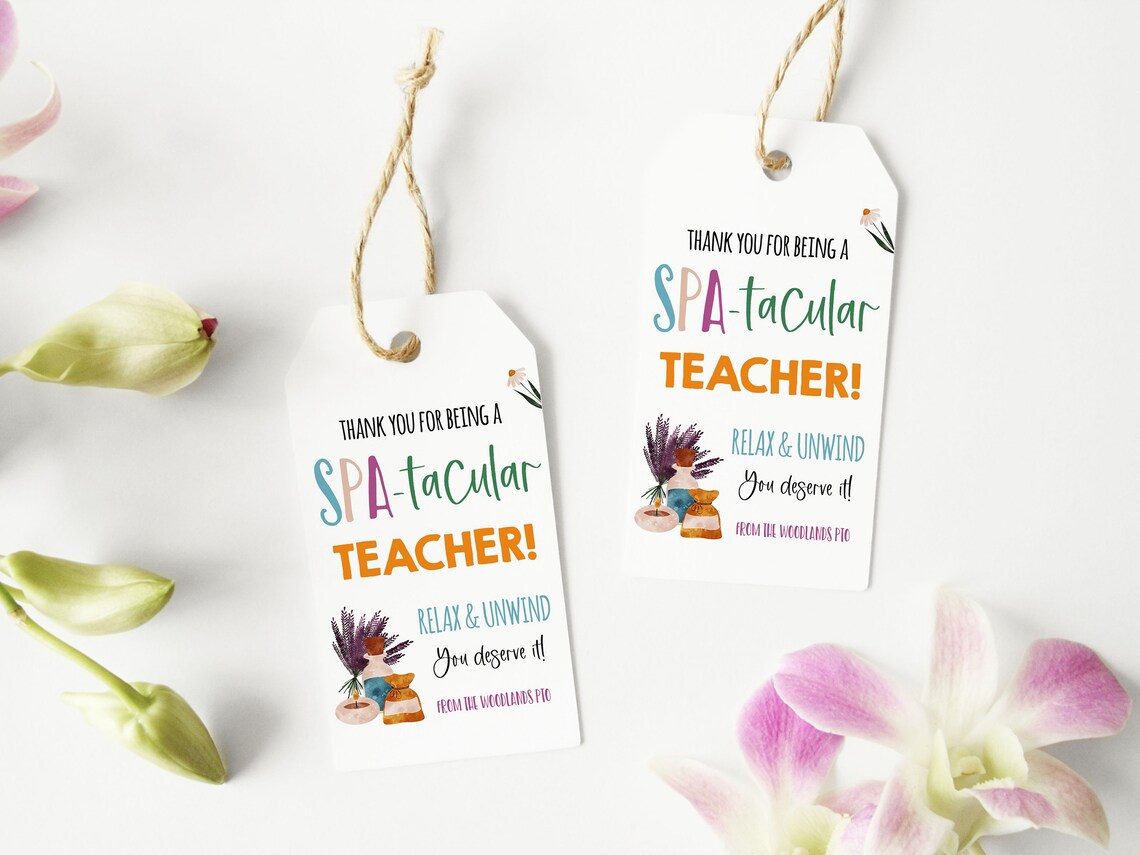 Spa Teacher Gift Tags Spa-tacular Teacher Appreciation Gift | Etsy