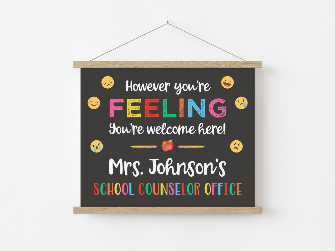 School Counselor Office Personalized Welcome Sign, Child Counselor Door ...