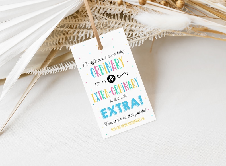 Extra Ordinary Thank You Gift Tag, Teacher Employee Nurse Appreciation ...