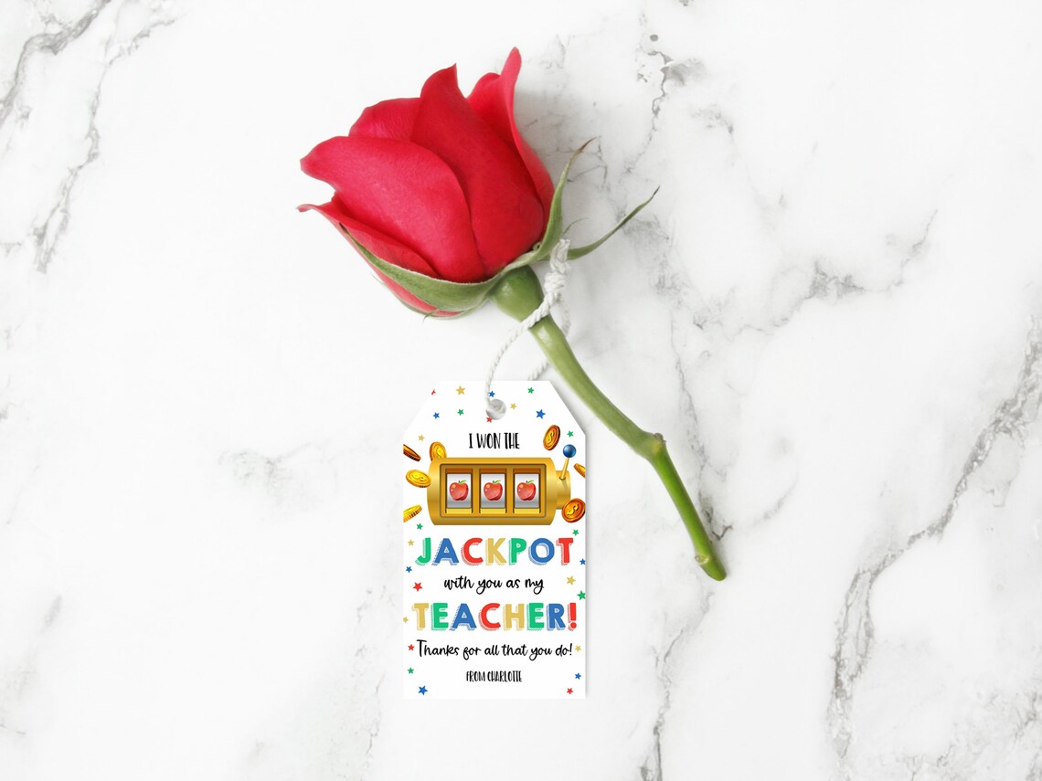 Lottery Gift Tag, I Won the Jackpot With You as My Teacher, Editable ...