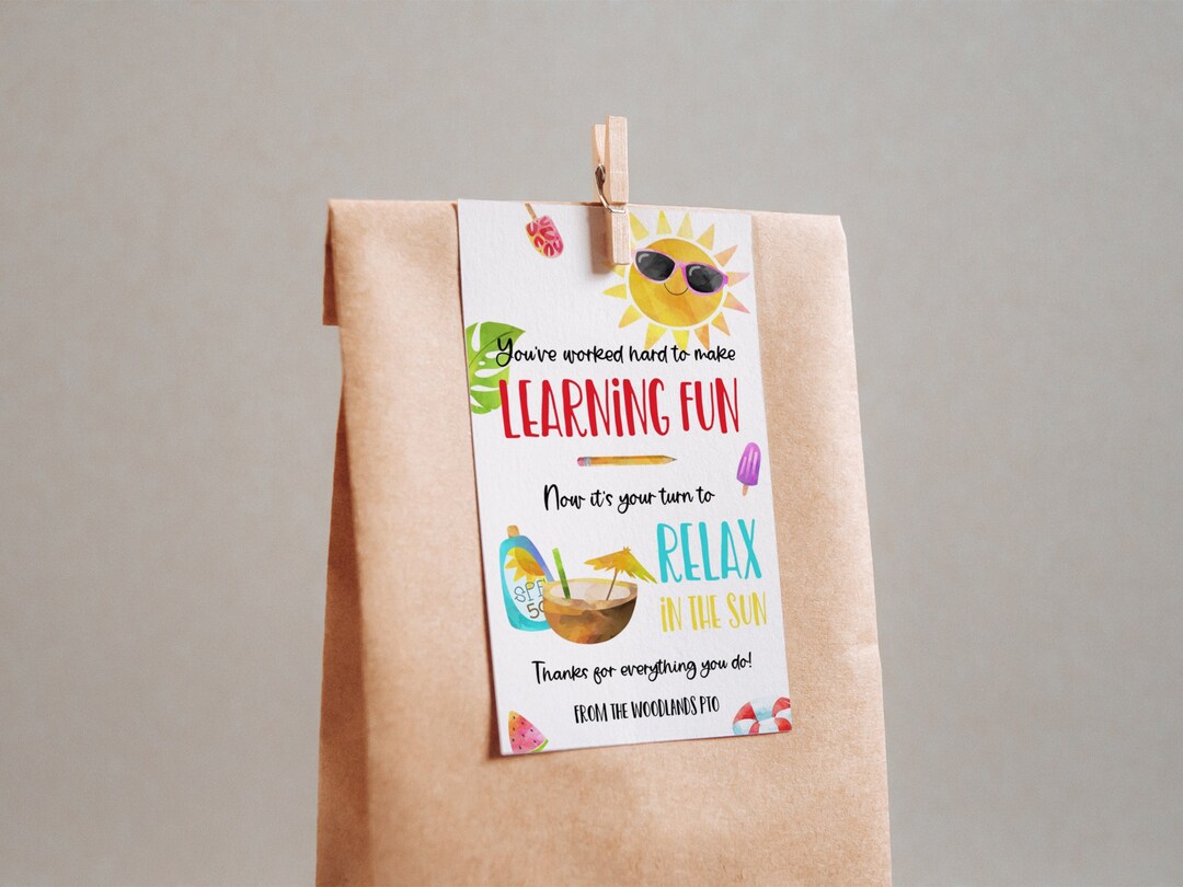 Teacher Appreciation Summer Gift Tag, Your Turn to Relax in the Sun ...